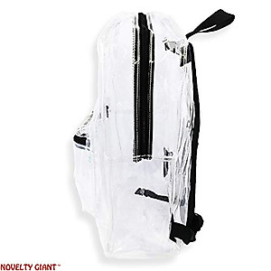 Transparent Security Clear Backpack Sports Events Bag w/ Black Trim