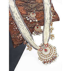 OZANOO Kundan Necklaces Set For Women And Girls, Kundan Necklace Set Jaipuri Jewellery/Indian Traditional Jewellery Set For Women And Girls, Necklaces