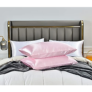 Alexandra's Secret Home Collection Satin Pillowcase for Hair and Skin, Pack of 2 - Feels Like Real Silk Pillow Cover - Satin Pillow Cases Set of 2 with Zipper Closure (Pink, Standard)