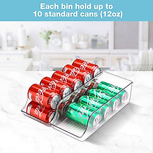 Puricon 2 Pack Can Drink Dispenser Organizer for Refrigerator Bundle with 2 Pack Fresh Food Containers for Fridge, Kitchen Fruit Storage Accessories Vegetable Keeper Produce Saver