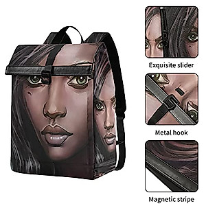 ALAZA African American Woman Afro Large Laptop Backpack Purse for Women Men Waterproof Anti Theft Roll Top Backpack, 13 - 17.3 inch