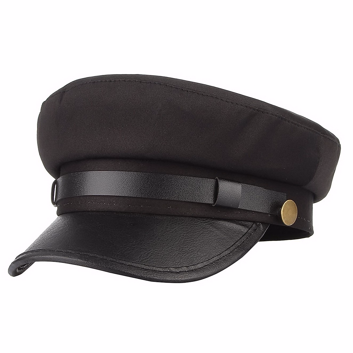 GEMVIE Unisex Classic British Flat Top Fisherman Hat Cotton Breton Fiddler Hat Black