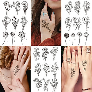 Cerlaza 100 Sheets Temporary Tattoos for Women Girls, 420 Mixed Styles Fake Tattoo Stickers that Look Real and Last Long, Realistic Henna Tattoo for Body Art Sticker