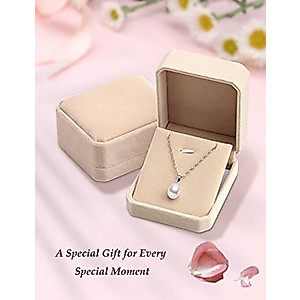 HXZZ Fine Jewelry Women Gifts 925 Sterling Silver Freshwater Cultured Teardrop White Pearl Pendant Necklace Single Pearl Anniversary Birthday for Women girlfriend Girls