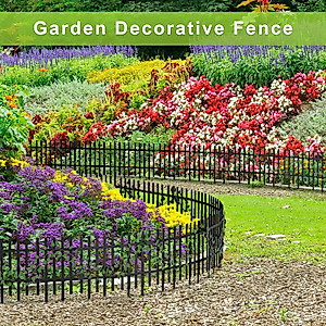 10 Pack Garden Fence Bamboo 10.4 ft (L) x 22.2 in (H) Decorative Garden Fence Animal Barrier Border for Small Rabbit Dog Flower Bed Edging Landscape Fencing for Yard Patio Outdoor, Black