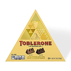Toblerone Tiny Swiss Chocolate Gift Set, Dark Chocolate, Milk Chocolate Candy Bars with Honey & Almond Nougat, 7.05 oz (25 Pieces)