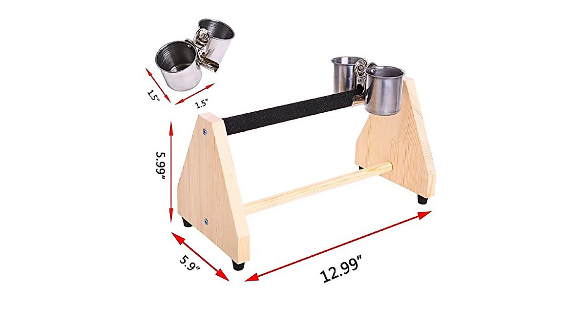 QBLEEV Parrot Play Wood Stand - Portable Bird Perch & Feeder