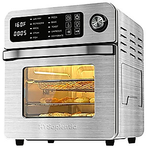 HYSapientia Air Fryer Convection Oven Combo, 16 Quart Digital Knob 10-in-1 Toaster Oven Countertop Small Place, 1800W Stainless Steel, Full Accessory Set