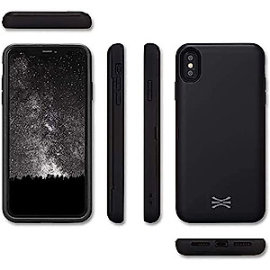 TORU CX PRO Case for iPhone Xs Max, with Card Holder | Slim Protective Cover with Hidden Credit Cards Wallet Flip Slot Compartment Kickstand | Include Mirror, Wrist Strap, Lightning Adapter - Black