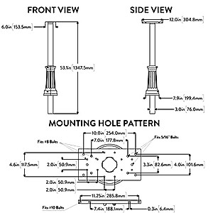 ARCHITECTURAL MAILBOXES 7509RZ-10 Architectural Mailboxes Redondo Mailbox Post, Rubbed Bronze