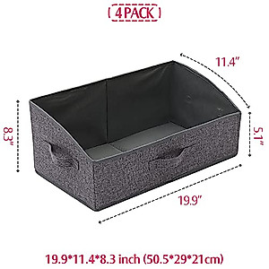 TENABORT 4 Pack Trapezoid Large Foldable Closet Storage Bins with Handle, Fabric Storage Organizer Cube Cloth Containers Linen Box Shelf Baskets for Clothes Clothing Shelves Wardrobe