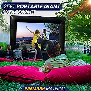 25 FT Outdoor Inflatable Projector Screen -NOZZCO- Portable Giant Movie Screen + 10x Printable Movie Ticker Templates + Lightweight & Easy to Inflate –Premium Material Made for Family Pool Party