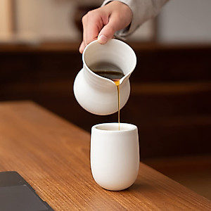 MU MO 7 Ounce Eggshell Porcelain Tea Cup Cappuccino Cups for Coffee Drinks, Latte, Cafe Mocha and Tea, White Ceramic Cups