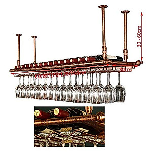 Wine Rack Wine Rack Ceiling Wine Racks，Hanging Wine Glass Holder， Vintage Wine Bottle Holder，Rustic Wall Mounted Wine Holder，Adjustable Height， Iron Hanging Wine Glass Rack Wine Ra