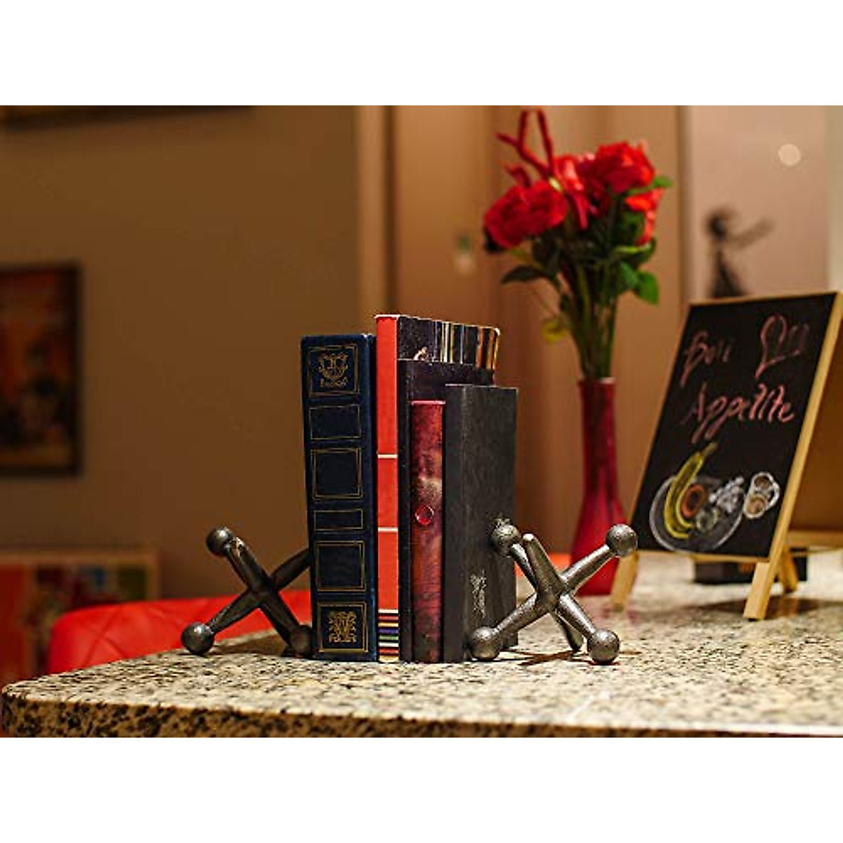 Retro Matte Grey Cast Iron Giant Jack Decorative Bookends - Table Sculptures - Door Stops 3.75 Inches Long