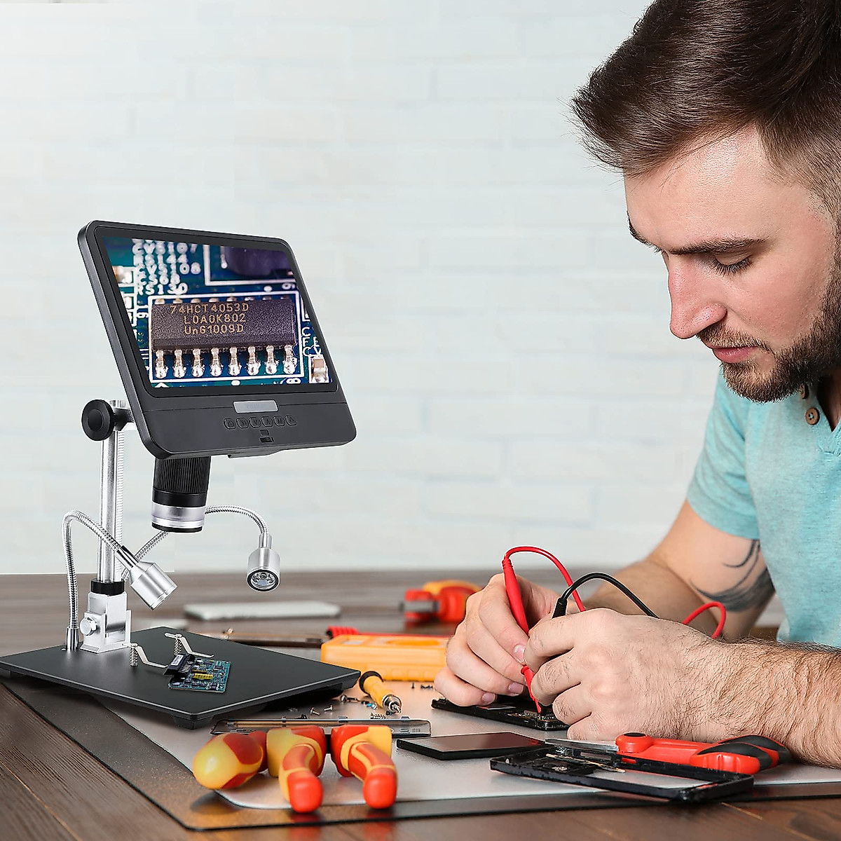 TOMLOV DM10 8.5'' Digital Microscope 1300X Coin Microscope + Extension Tube ET02, UHD Video Microscope with 12MP Ultra-Precise Camera Sensor for Adults, SD Card Include