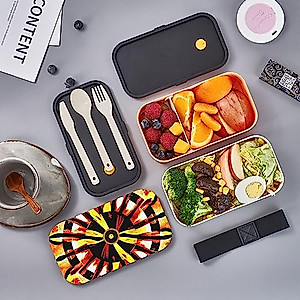 Burning Totem Adult Lunch Box, Bento Box, With Cutlery Set Of 3, 2 Compartments, Rectangular, Lunch Box For Adults