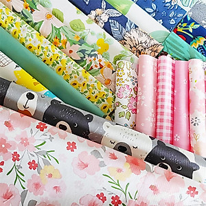 QiMicody 44pcs Cotton 9.8” x 9.8”(25cm x 25cm) Squares Quilting Fabric bundles, Pre-Cut Squares Sheets for Patchwork Sewing Quilting Crafting, No Repeat Patterns.