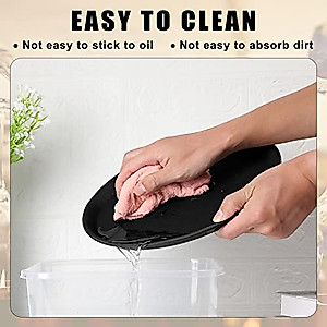 8 Pieces Restaurant Serving Tray, Non Slip Surface Round Tray, Plastic Food Meals Server Tray with Raised Edges for Home, Kitchen, Restaurant, Cafeteria, Bar, Hotel (Black, 11 Inch)