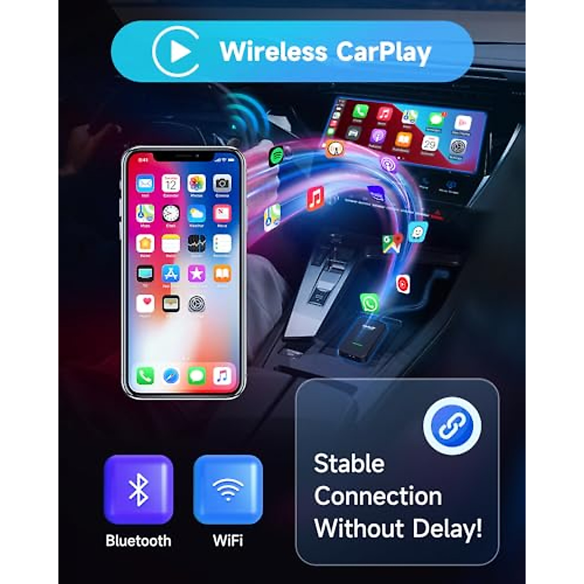 CarlinKit 3.0 Wireless CarPlay Adapter - Convert Wired CarPlay to Wireless in Factory Cars, 2015-2023 Models