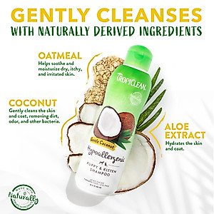 TropiClean Coconut Hypoallergenic Dog Shampoo | Gentle Puppy Shampoo for Sensitive Skin | Natural Pet Shampoo Derived from Natural Ingredients | Kitten Friendly | Made in the USA | 20 oz.