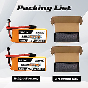 CNHL 1800mAh 4S Lipo Battery 14.8V 120C with XT60 Plug for RC Airplane Boat Heli Airplane Drone FPV Racing Hobby (2 Packs)