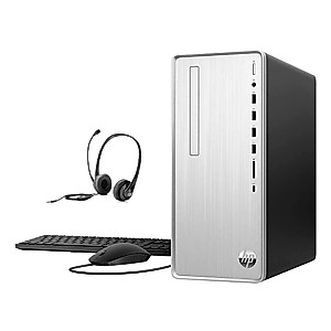 HP 2022 Newest Pavilion Desktop, AMD Ryzen 3 5300G Processor, AMD Radeon Graphics, 32GB DDR4 RAM, 1TB PCIe NVMe SSD, HDMI, VGA, USB Type-C, Wi-Fi 5, Bluetooth, Windows 11 Home, Silver