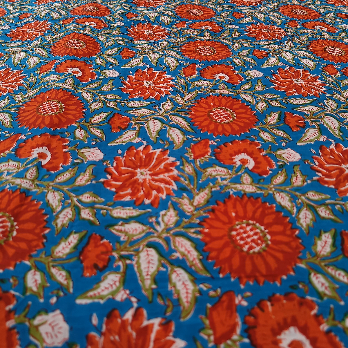 Trade Star 3 Yard Hand Block Printed Fabric 100% Cotton Fabric for Sewing Crafting Dressmaking Running Natural Dye Sanganeri Indian Floral Print Fabric by The Yard Width 44 Inches (Pattern 3)