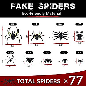 1000 sqft Spider Webs Halloween Decorations with 77 Fake Spiders, Super Stretch Cobwebs for Halloween Indoor and Outdoor Decor
