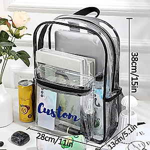 Personalized Clear Backpack Custom Name Clear Bookbag Customized Colorful Text, PVC Heavy Duty Transparent Backpack, Gifts