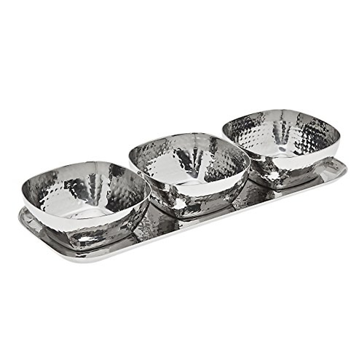 Hammered Tray & 3 Small Bowls
