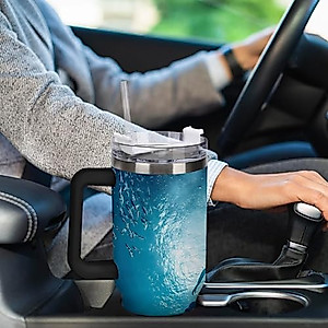 Hawaii Diver And Fish Tumbler with Handle Travel Mug Water Bottle Tea Coffee Cup Black-style