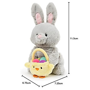 GUND Amazon Exclusive Easter Bunny with Basket and Easter Eggs, Easter Decorations, Bunny Stuffed Animal for Ages 1 and Up, Gray, 10"