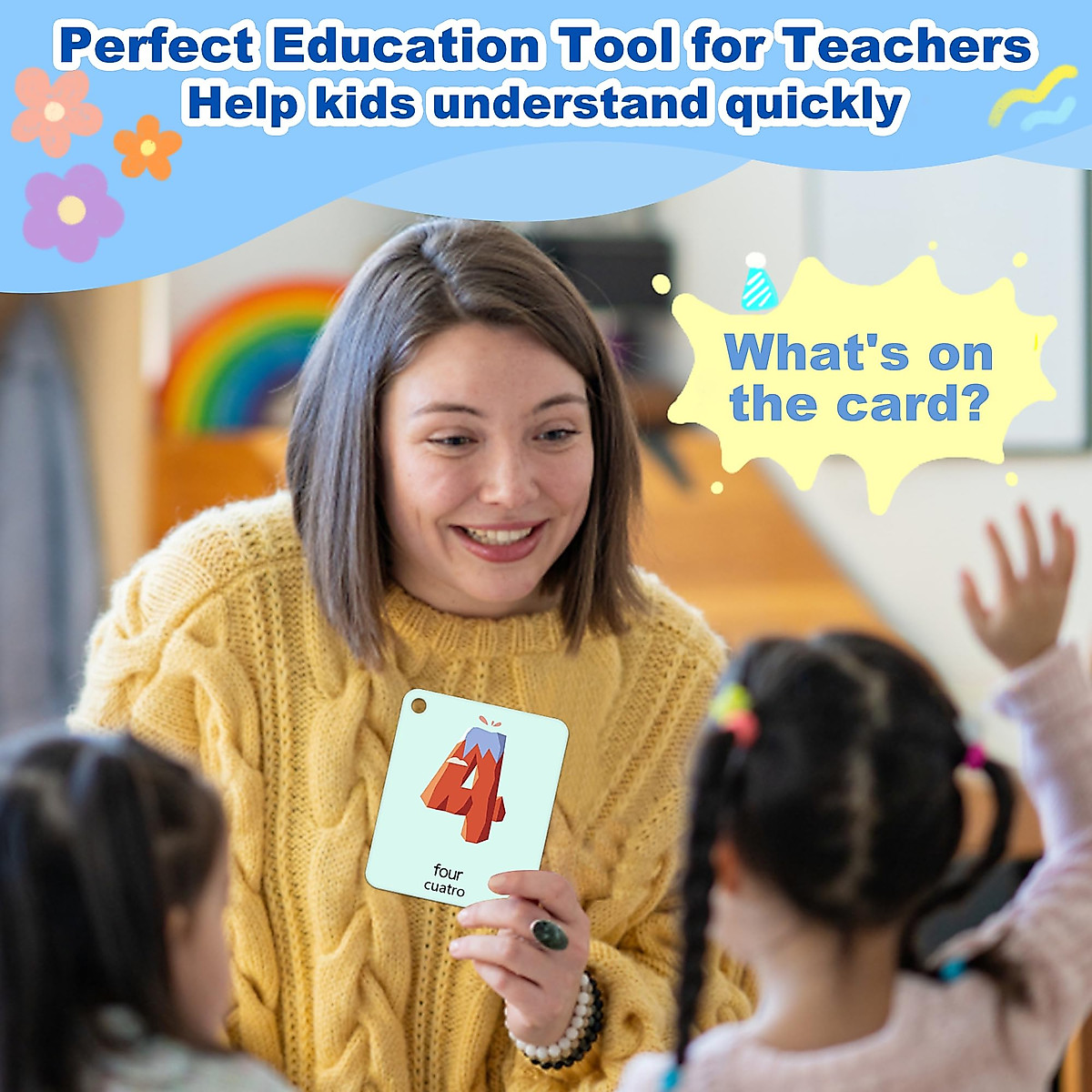 JONZOO Bilingual Baby Flash Cards, 100 Pages Toddler Flashcards with Rings & Holes, Educational Toy for Kids Baby Toddlers Over 6 Months Learn ABCs/Language/Numbers/Animals/Fruits(Visual Cards)