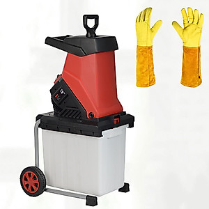 UEIDIHI Garden Shredder, 2500W Electric Wood Leaf Branch Chipper Shredder Mulcher with 45mm Cutting Width,50 Litre Collection Box,Portable Wheels