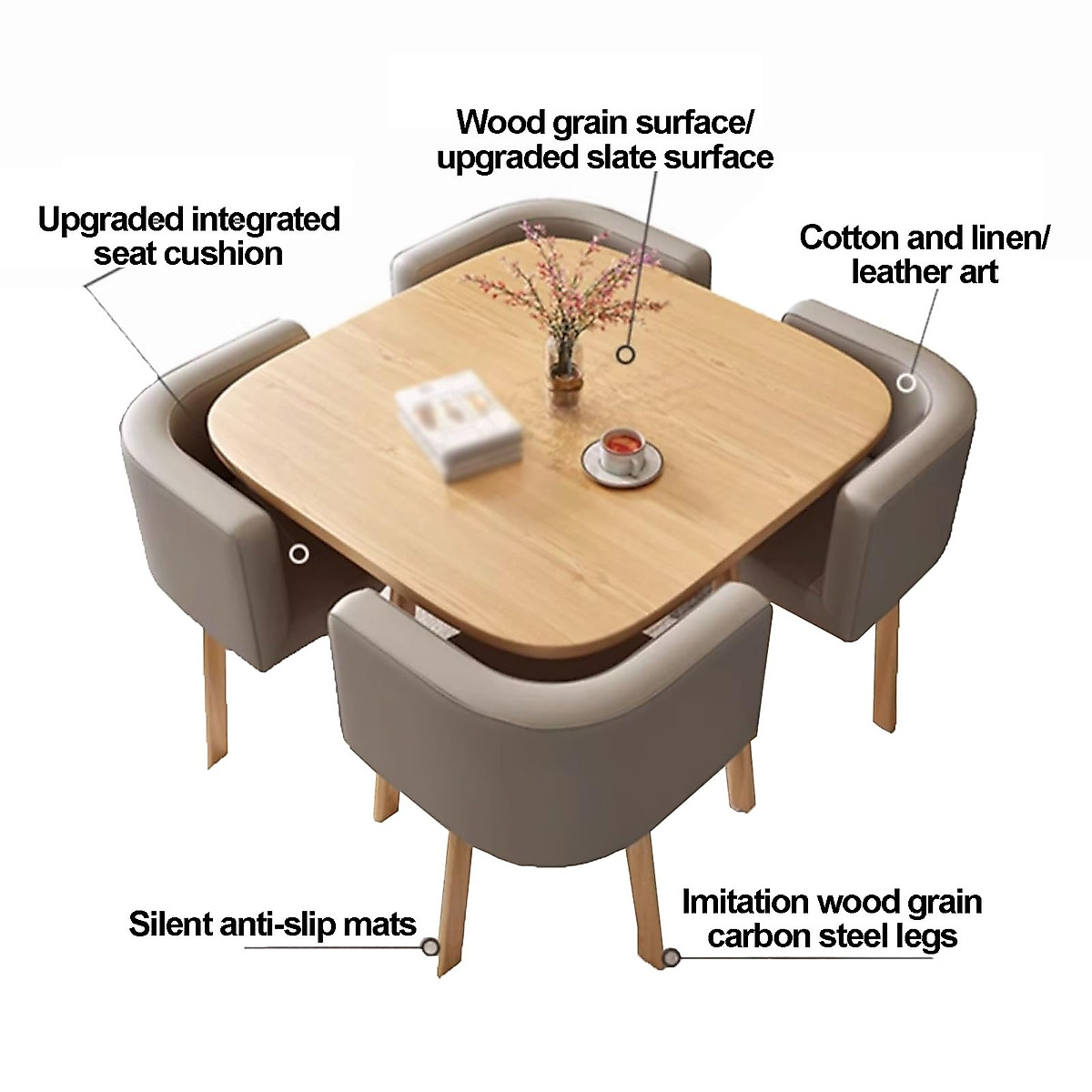 Office Reception Room Club Table And Chair Set,Small Meeting Room Table,Conference Table With 4 Chairs,Coffee Table And Chair Set,Dining Table And Chairs For 4,Space-Saving,For Home Balcony Cafe ( Col