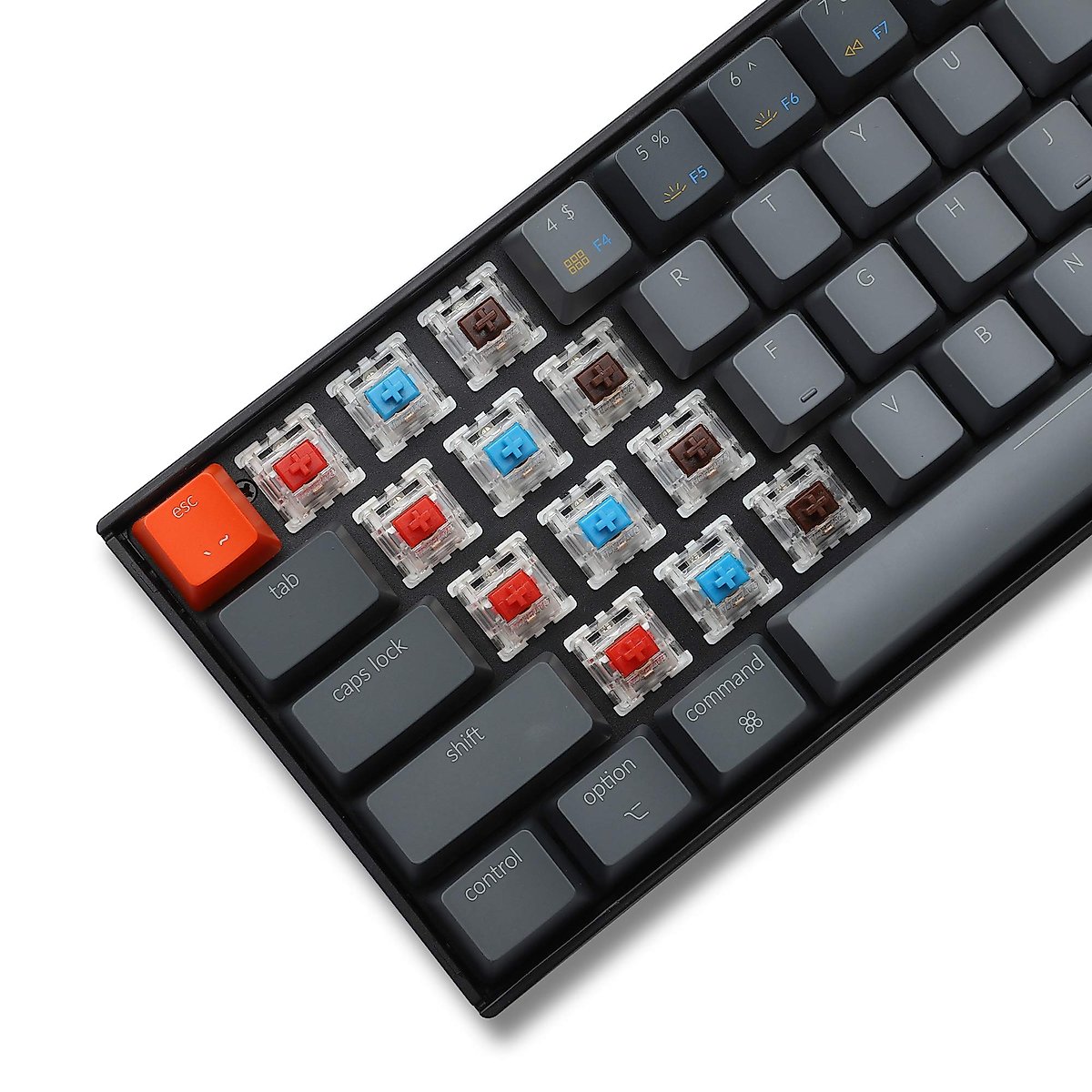 Keychron K6 65% Compact 68 Keys Wireless Mechanical Keyboard for Mac, Hot-swappable White Backlight, Bluetooth, Multitasking, Type-C Wired Gaming Keyboard for Windows with Gateron Brown Switch