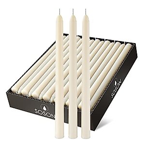 Simply Soson 10 inch Ivory Taper Candles 30 Pack | Ivory Candlesticks | Candle Sticks Bulk | Tapered Candles | Dripless Taper Candles | Long Candles Tall Candlesticks | Dinner Candles | Candles Sticks