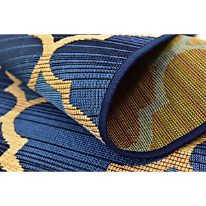 Unique Loom Outdoor Trellis Collection Area Rug - Eden Trellis (8' x 11' 4" Rectangle, Blue/ Beige)