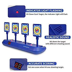 GMAOPHY Digital Shooting Targets with 2 Foam Dart Toy Blaster, Kids Shooting Game Toys, Electronic Scoring Auto Reset 4 Targets, Birthday for Ages 5 6 7 8 9 10+ Years Old Kids Boys Girls