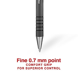 Staples 808005 Postscript Retractable Ballpoint Pens Fine Point Black Dozen(18264)