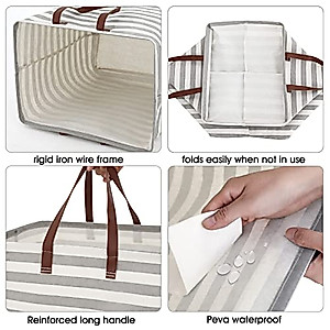 [2 Pack] Laundry Basket, Freestanding Laundry Hamper with Extended Handles, Waterproof Large Waterproof Clothes Hamper Organizer, Collapsible Lightweight Hampers for Laundry, Clothes,Towels, Toys