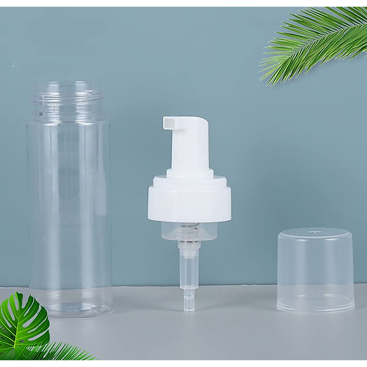 ericotry 2PCS Empty Plastic Foam Pump BottlesFoaming Soap Dispenser for Hand Soap Facial Cleanser Shampoo Shower Gel (Clear,150ml/5oz)