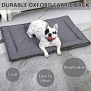 Washable Dog Bed Mat Reversible Dog Crate Pad Soft Fluffy Pet Kennel Beds Dog Sleeping Mattress for Large Jumbo Medium Small Dogs, 35 x 22 Inch, Gray