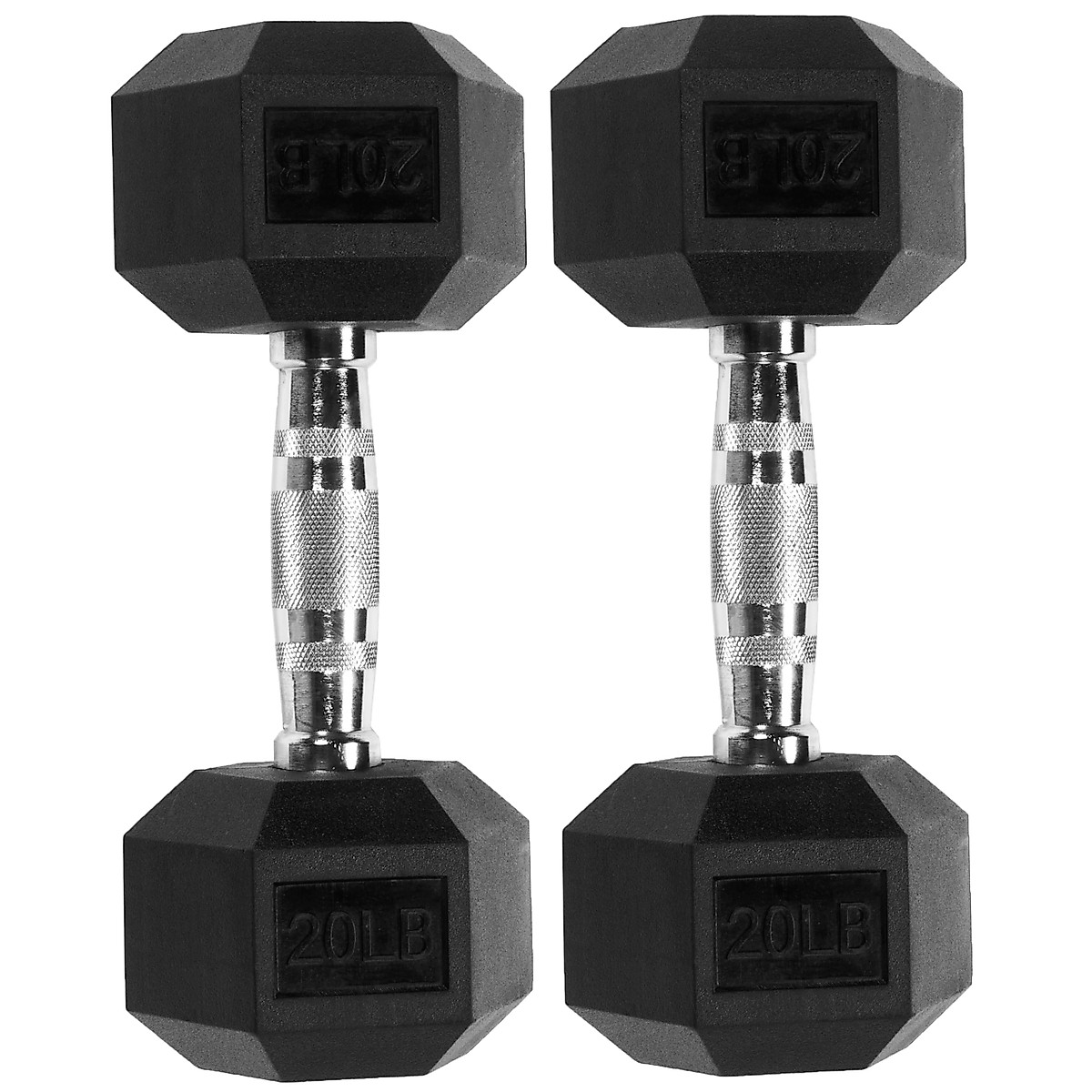 Signature Fitness Rubber Encased Hex Dumbbell, 20LB Pair