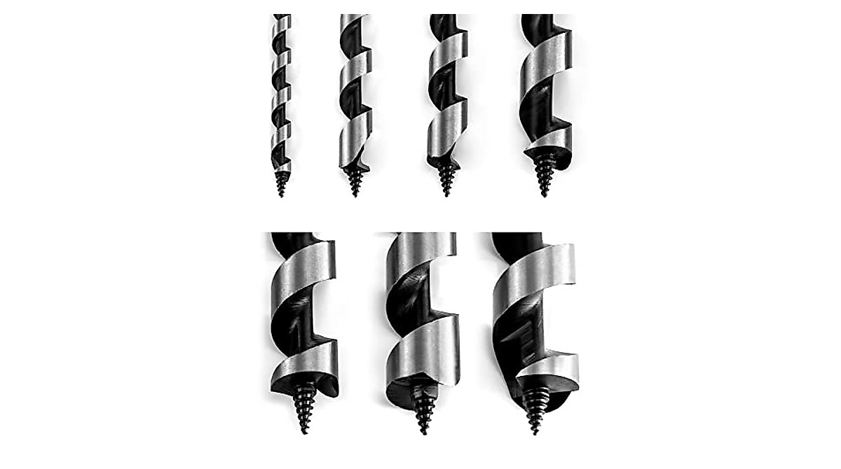 QWORK 7-Pc Auger Drill Bit Set - Precise Wood & Nail Drilling