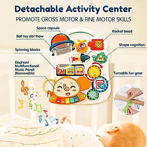 Baby Walker 5 in 1,VATOS Sit-to-Stand Learning Walker,Assemble as Scooter/Balance Bike/Push Walker/Activity Table/Detachable Panel,Push Walkers Toys with Music for Toddlers Infant Boys Girls