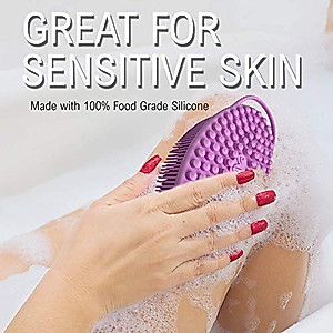 Avilana Exfoliating Silicone Body Scrubber Easy to Clean, Lathers Well, Long Lasting, And More Hygienic Than Traditional Loofah (Gray)