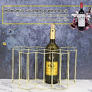 HOMOKUS Wine Rack Countertop Metal Wine Holder 9 Bottles Tabletop Wine Rack Storage Wine Shelf Portable Wine Cabinet Freestanding Wine Holder for Bar Counter Restaurant Table and Living Room (Gold)