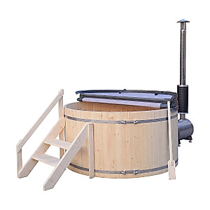 Wood-Fired Hot Tub and Ice Bath | Wood-Burning Hot Tub | Cold-Plunge Tub | 4-5 Person | 422 Water Gallon Capacity | Pine